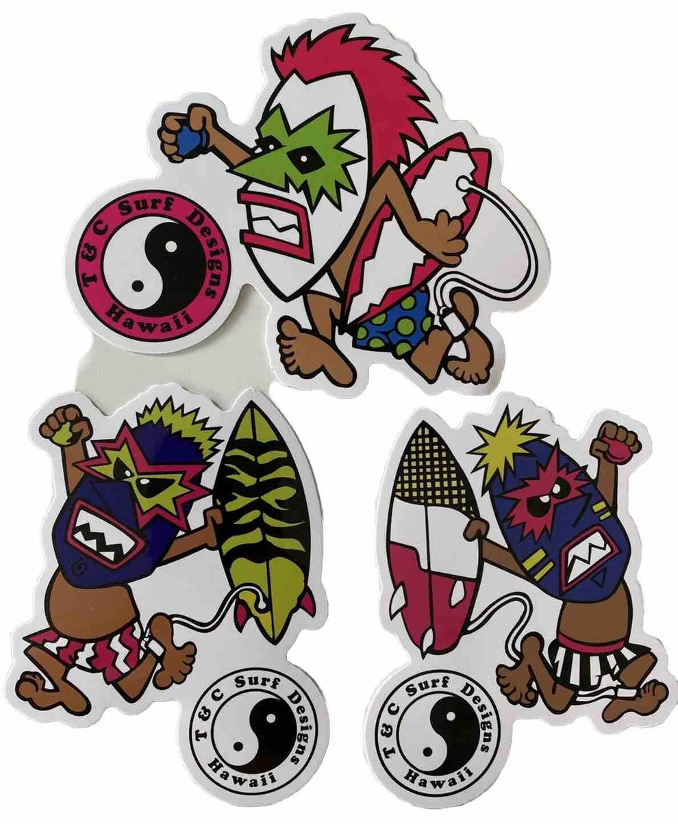 T&C Tiki Stickers Town Country Surfboards Hawaii TIKI Surfing STICKER ...